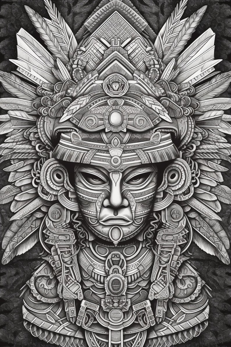 20 Aztec Warriors and Beautiful Aztec Women Coloring Book - Adult ...