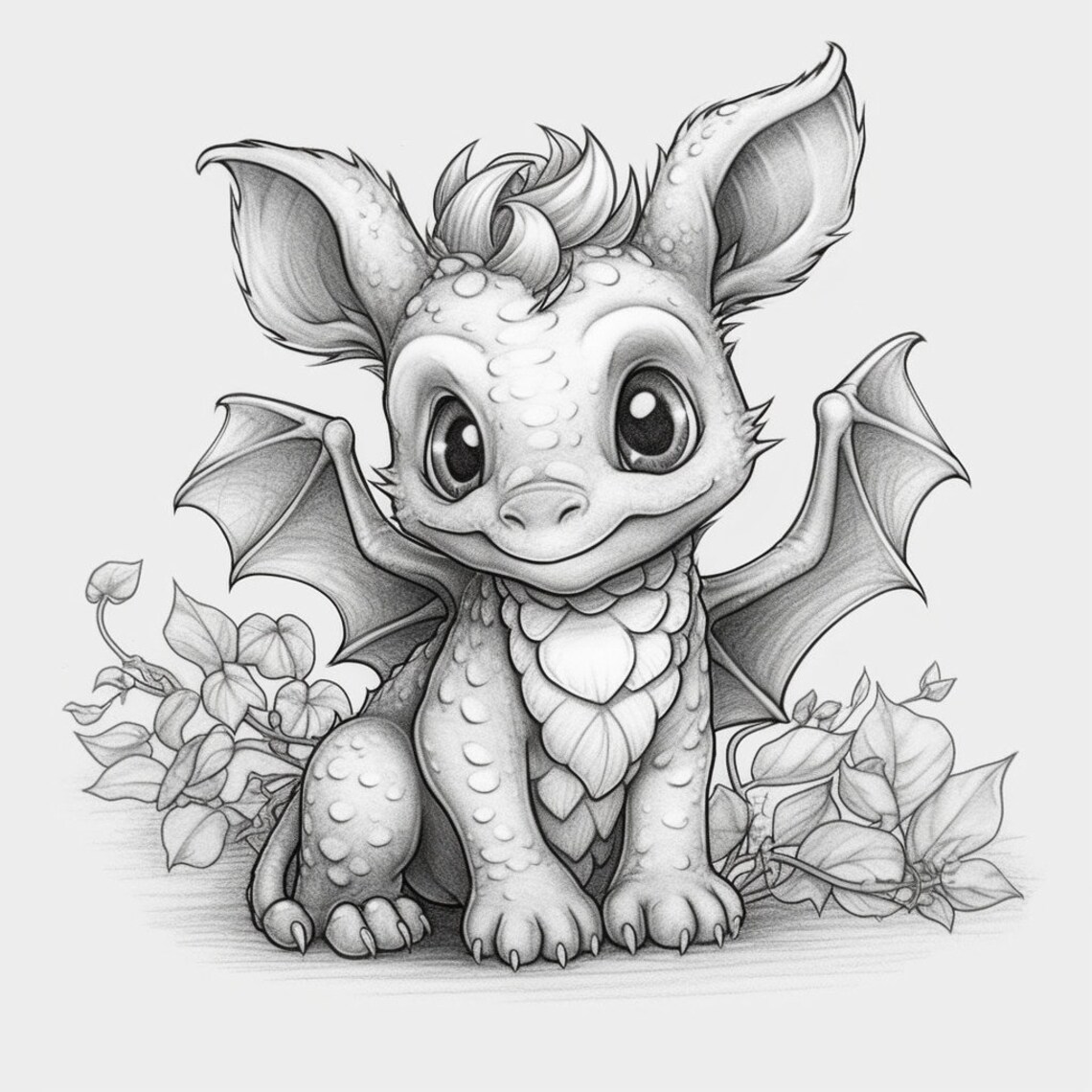 Baby Dragon Fantasy Coloring Bundle Page Book Adults Kids - Etsy