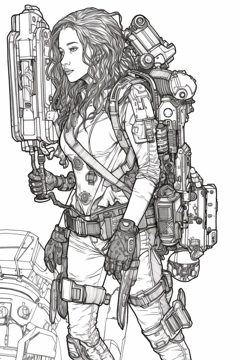 Cyborg Coloring Book - Cyberpunk Coloring Pages, Adults Kids Coloring ...