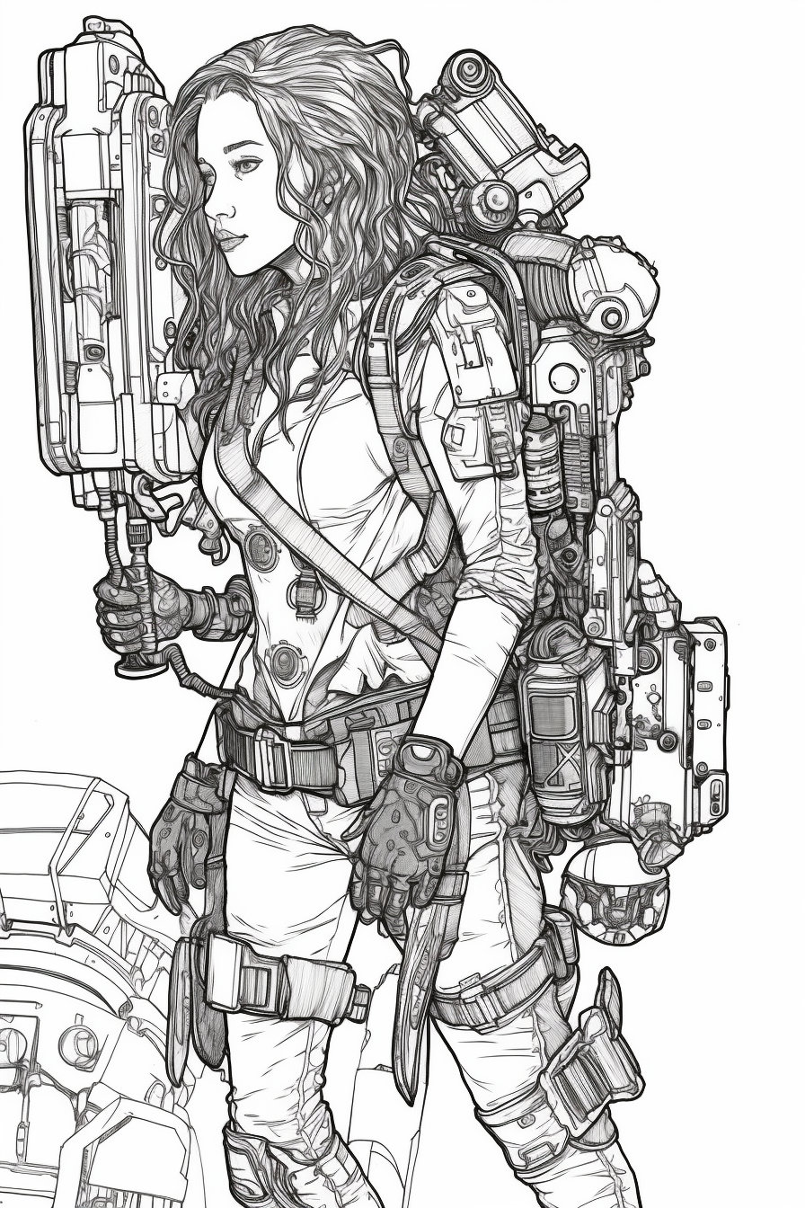 Cyborg Coloring Book - Cyberpunk Coloring Pages, Adults Kids Coloring ...