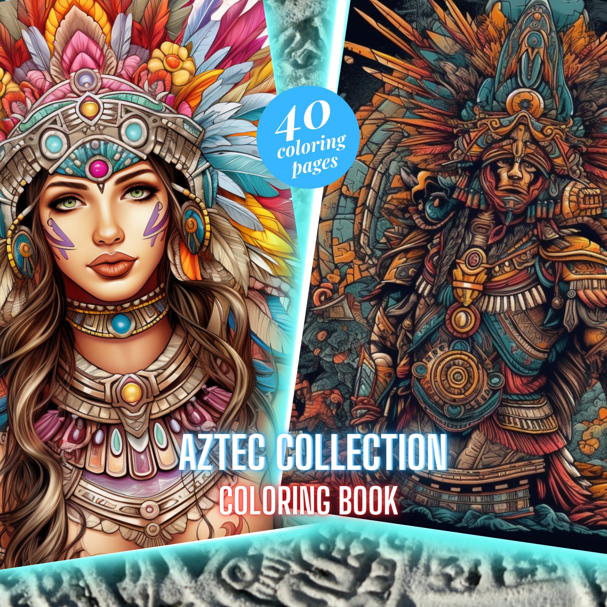 40 Aztec Warriors and Beautiful Aztec Princesses Coloring Book - Adult ...
