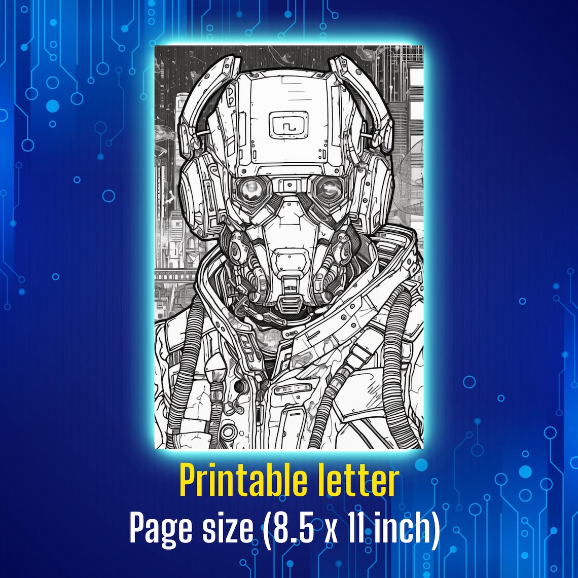 Cyberpunk Coloring Book: 30 Fantasy Coloring Pages Futuristic Art Sci ...