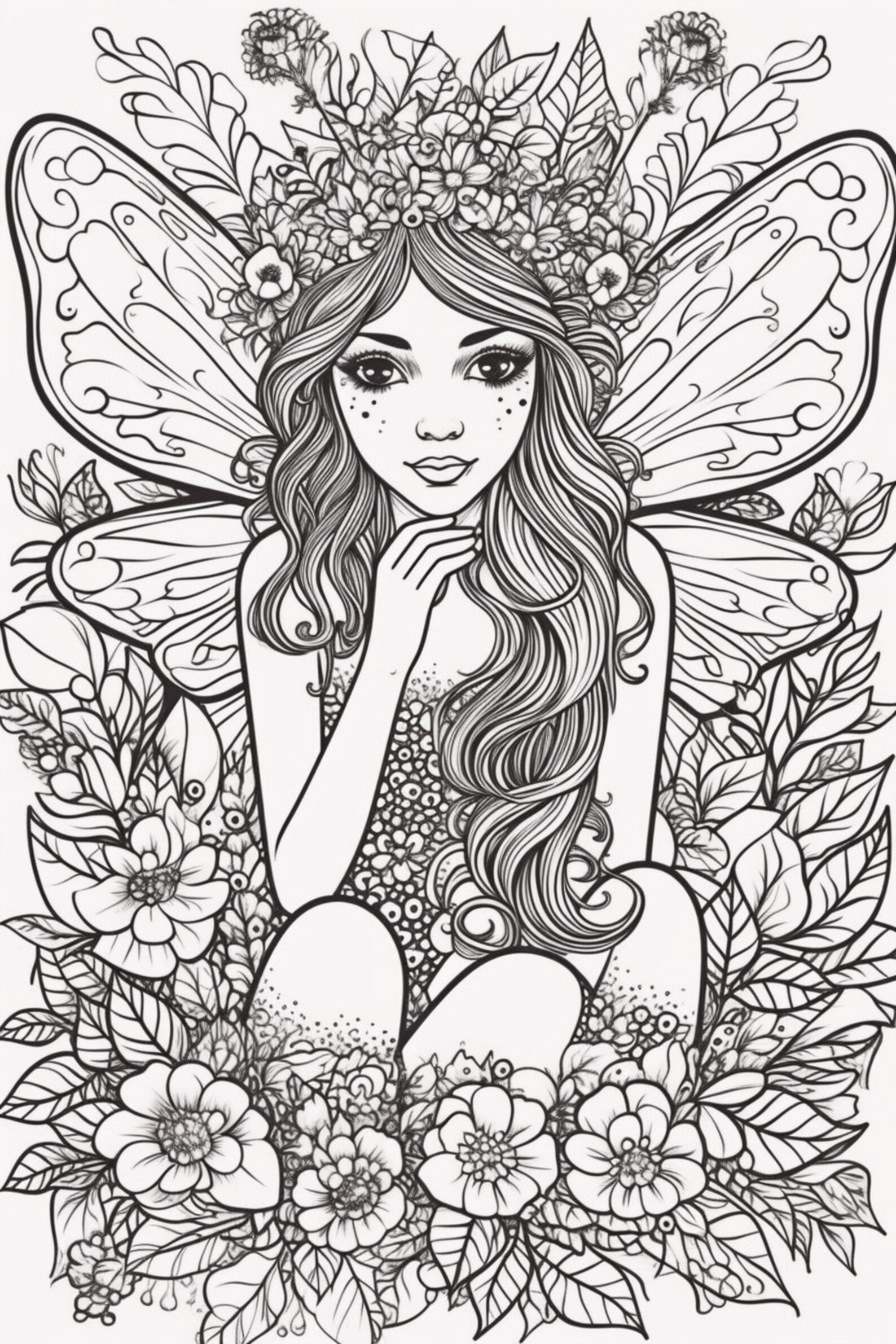 Cute Forest Fairy Girls Fantasy Anime Coloring Page, Adults + Kids ...