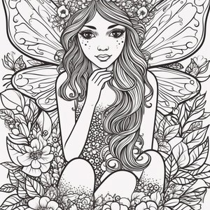 Cute Forest Fairy Girls Fantasy Anime Coloring Page, Adults Kids ...