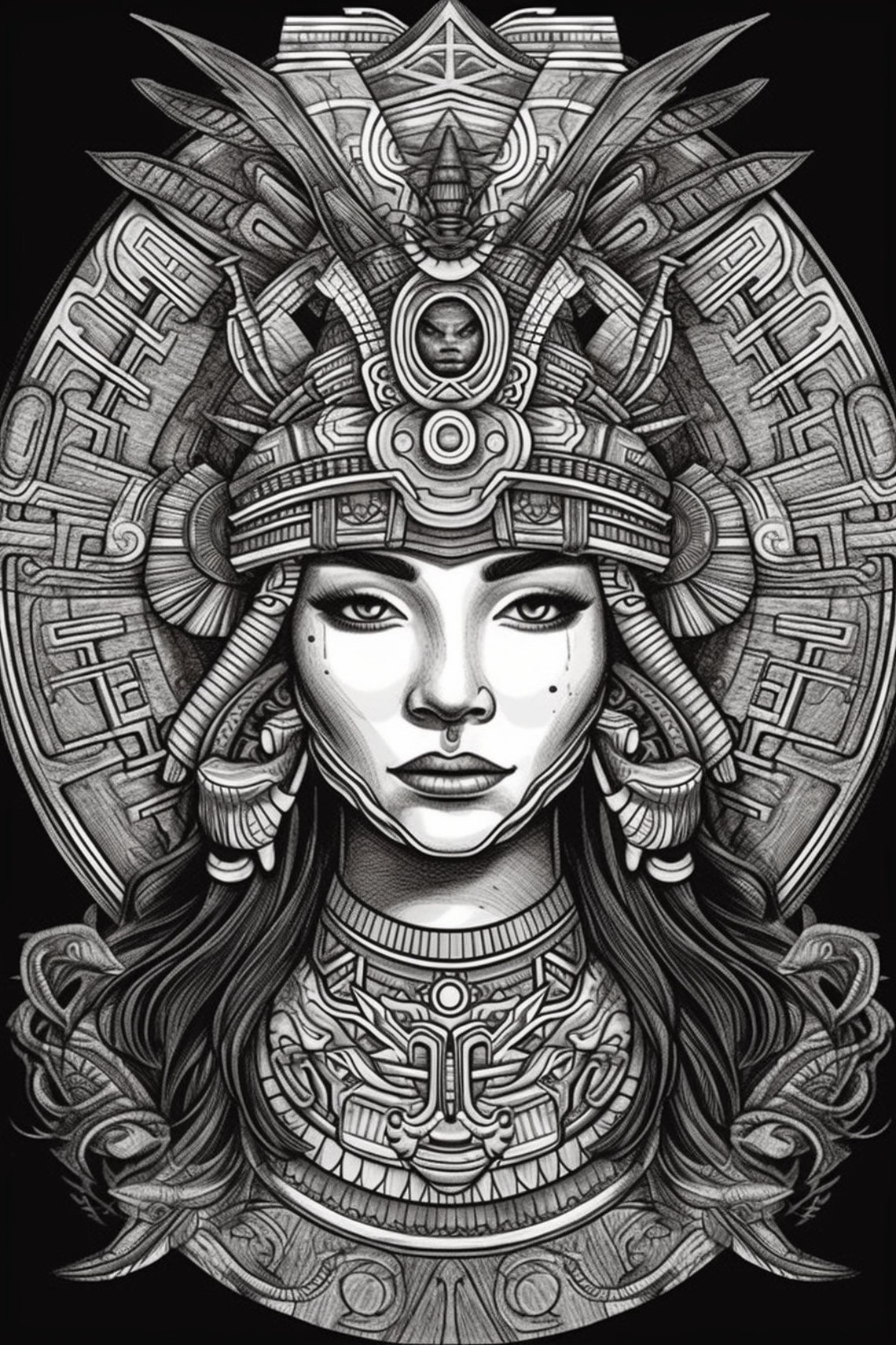 20 Aztec Warriors and Beautiful Aztec Women Coloring Book - Adult ...