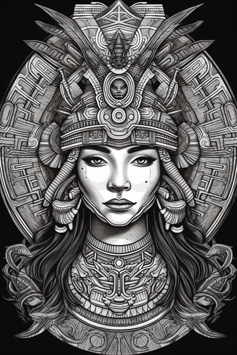 20 Aztec Warriors and Beautiful Aztec Women Coloring Book - Adult ...