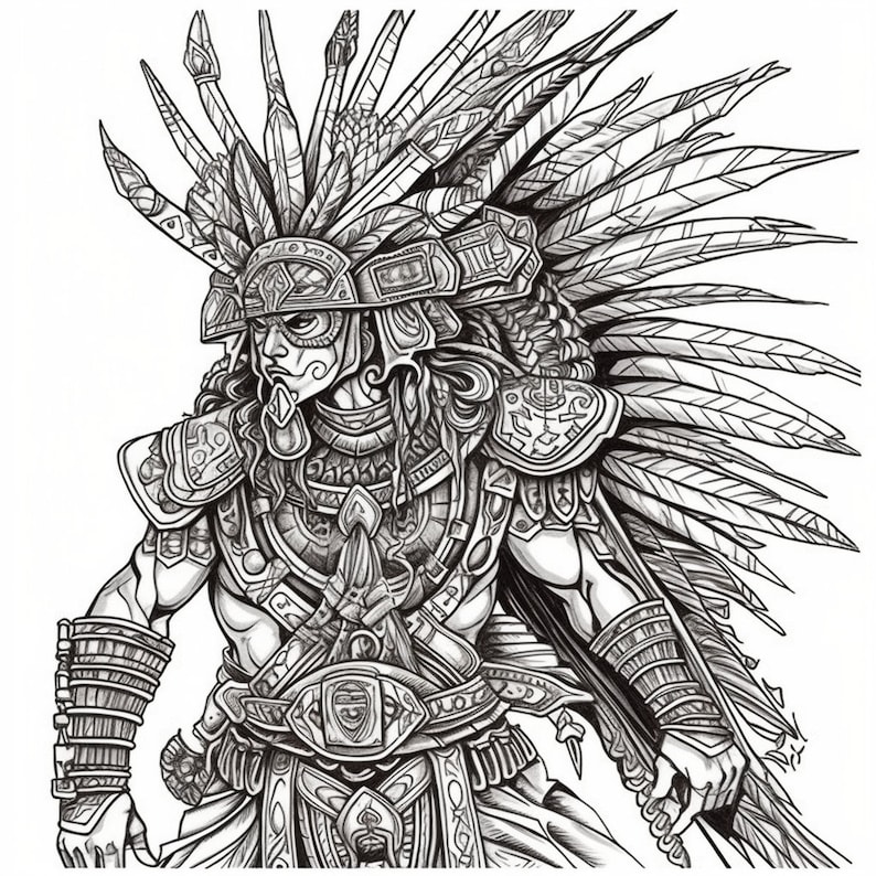 20 Aztec Warriors Vol 2 Coloring Book - Adult Coloring Pages, Instant ...