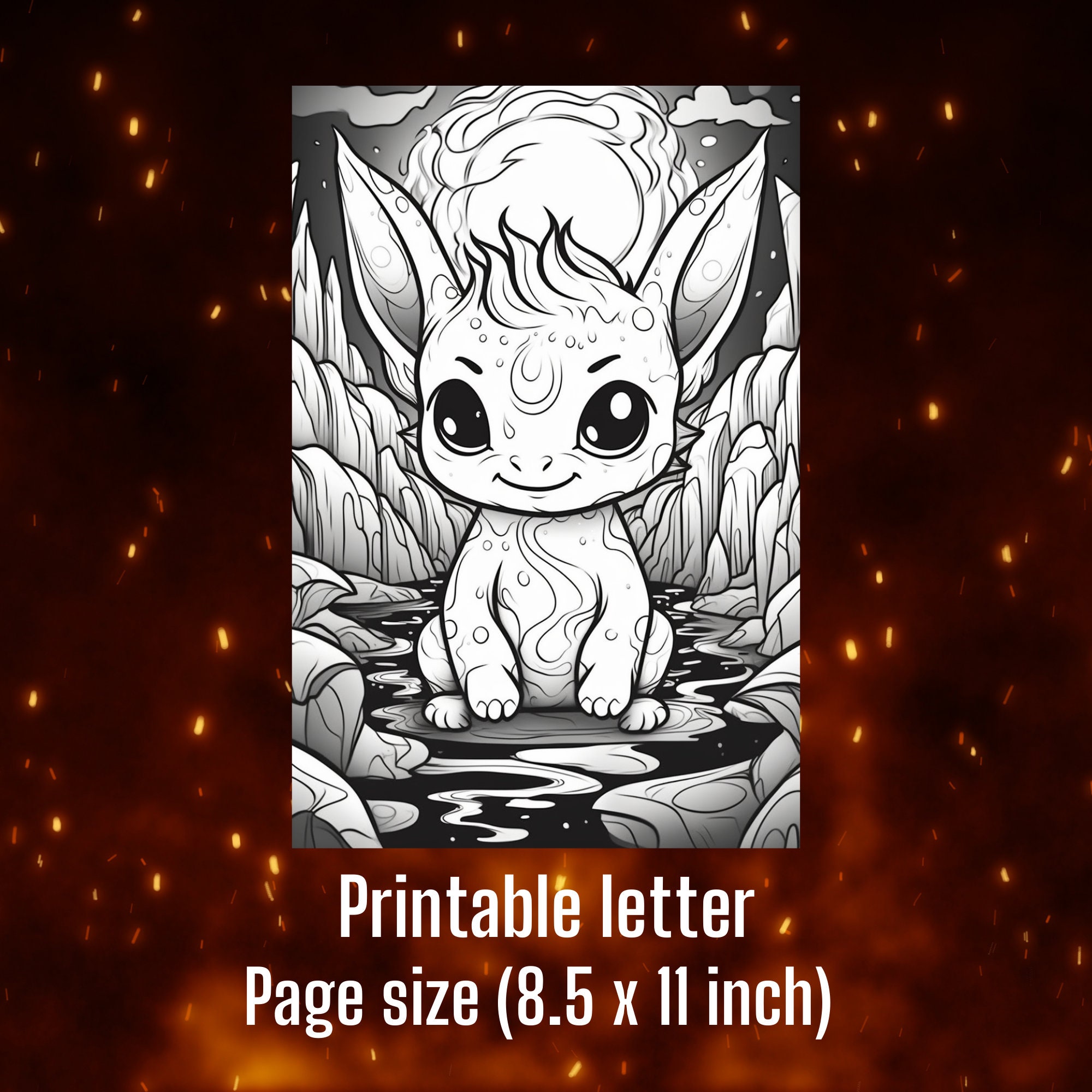 Baby Dragon Fantasy Coloring Page Book, Adults + Kids- Instant Download ...