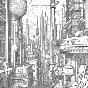 Futuristic City Buildings Coloring Pages, City Coloring Book With ...