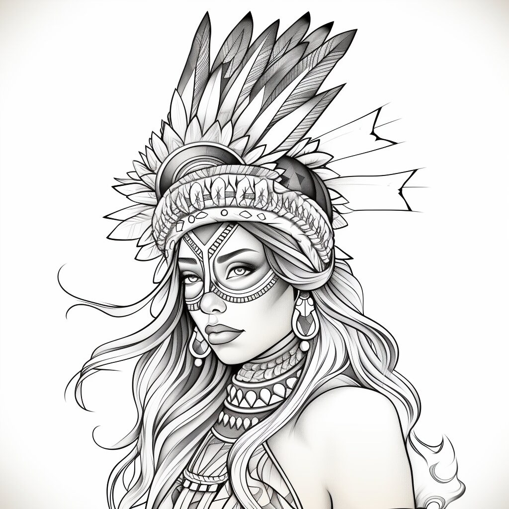 20 Beautiful Aztec Princes Coloring Book-adult Coloring Pages, Instant ...