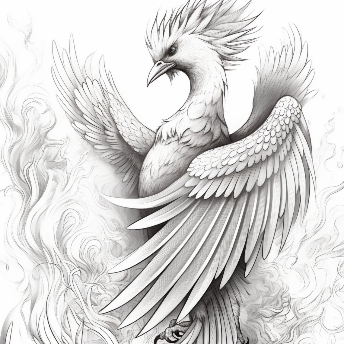 Phoenix - Printable Adult Coloring Page, Phoenix Bird Coloring Pages ...