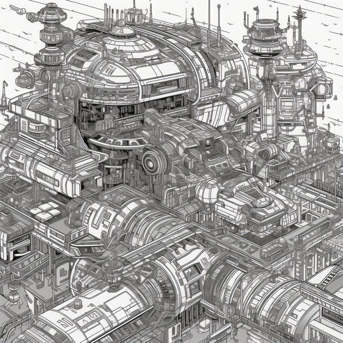 Cyberpunk Coloring Book: 30 Fantasy Coloring Pages | Futuristic Art ...