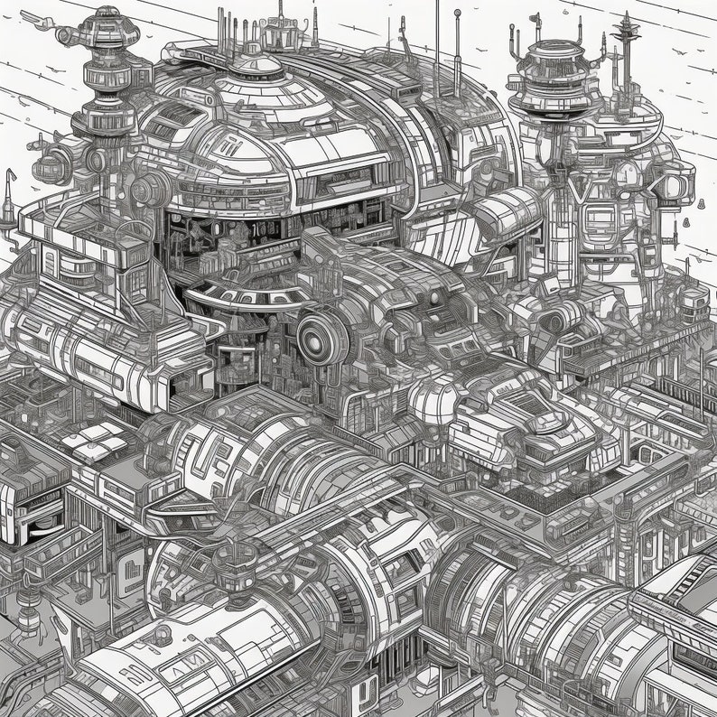 Cyberpunk Coloring Book: 30 Fantasy Coloring Pages | Futuristic Art ...
