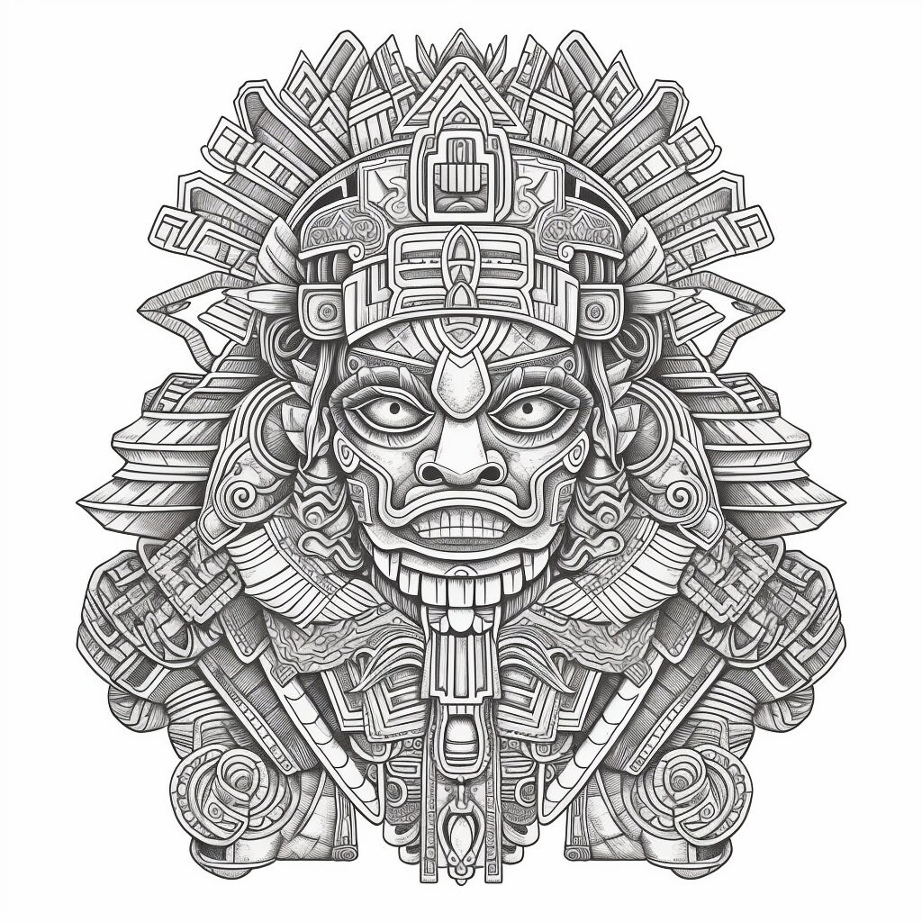 40 Aztec Warriors and Beautiful Aztec Princesses Coloring Book Adult ...