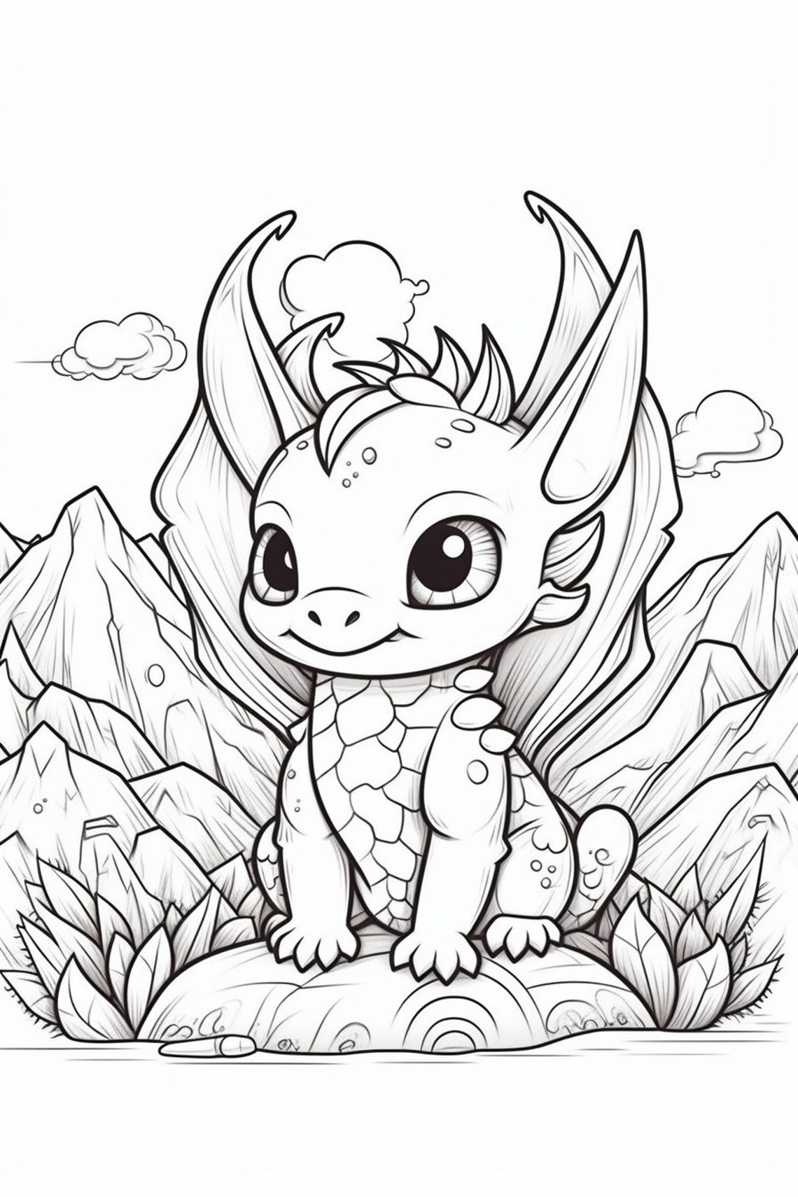 Baby Dragon Fantasy Coloring Bundle Page Book Adults Kids - Etsy