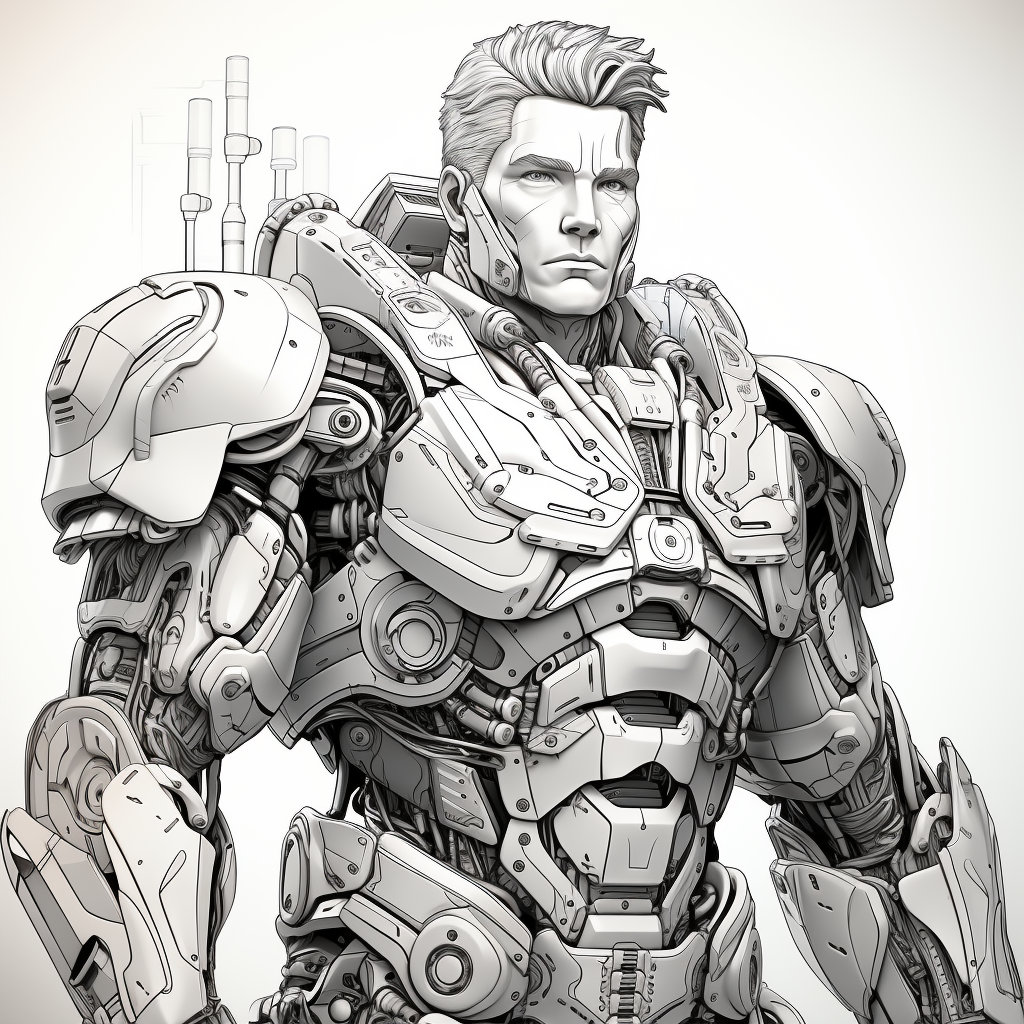 Realistic Cyborg Coloring Book Cyberpunk Coloring Pages, Adults ...