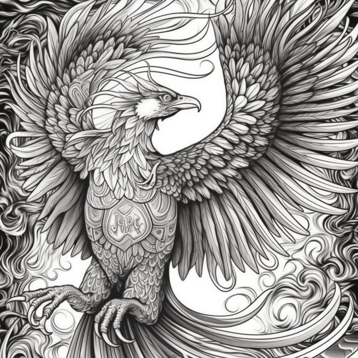 Phoenix - Printable Adult Coloring Page, Phoenix Bird Coloring Pages ...