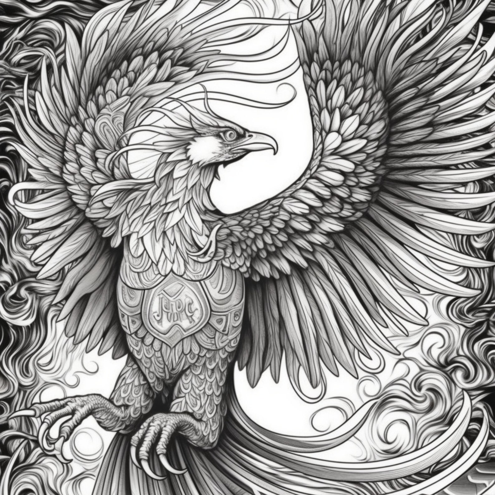 Phoenix - Printable Adult Coloring Page, Phoenix Bird Coloring Pages ...