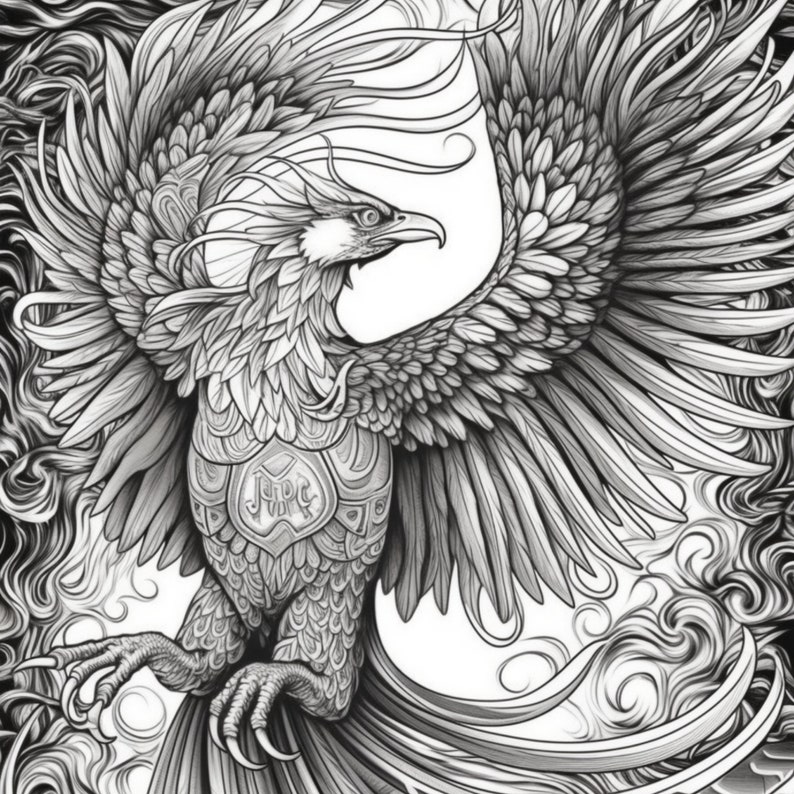 Phoenix - Printable Adult Coloring Page, Phoenix Bird Coloring Pages ...