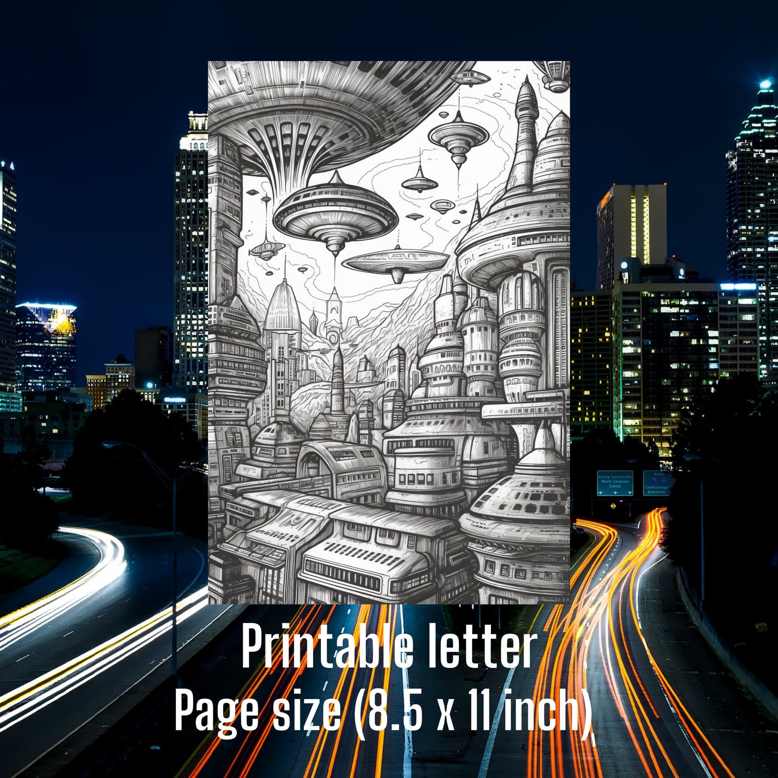 Futuristic City Buildings Coloring Pages, City Coloring Book With ...