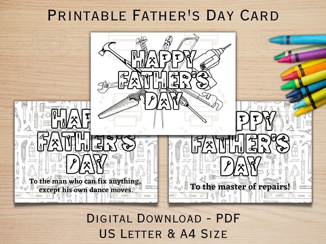 Printable Father's Day Coloring Card Dad Gift Diy Card Fathers Day Gift ...