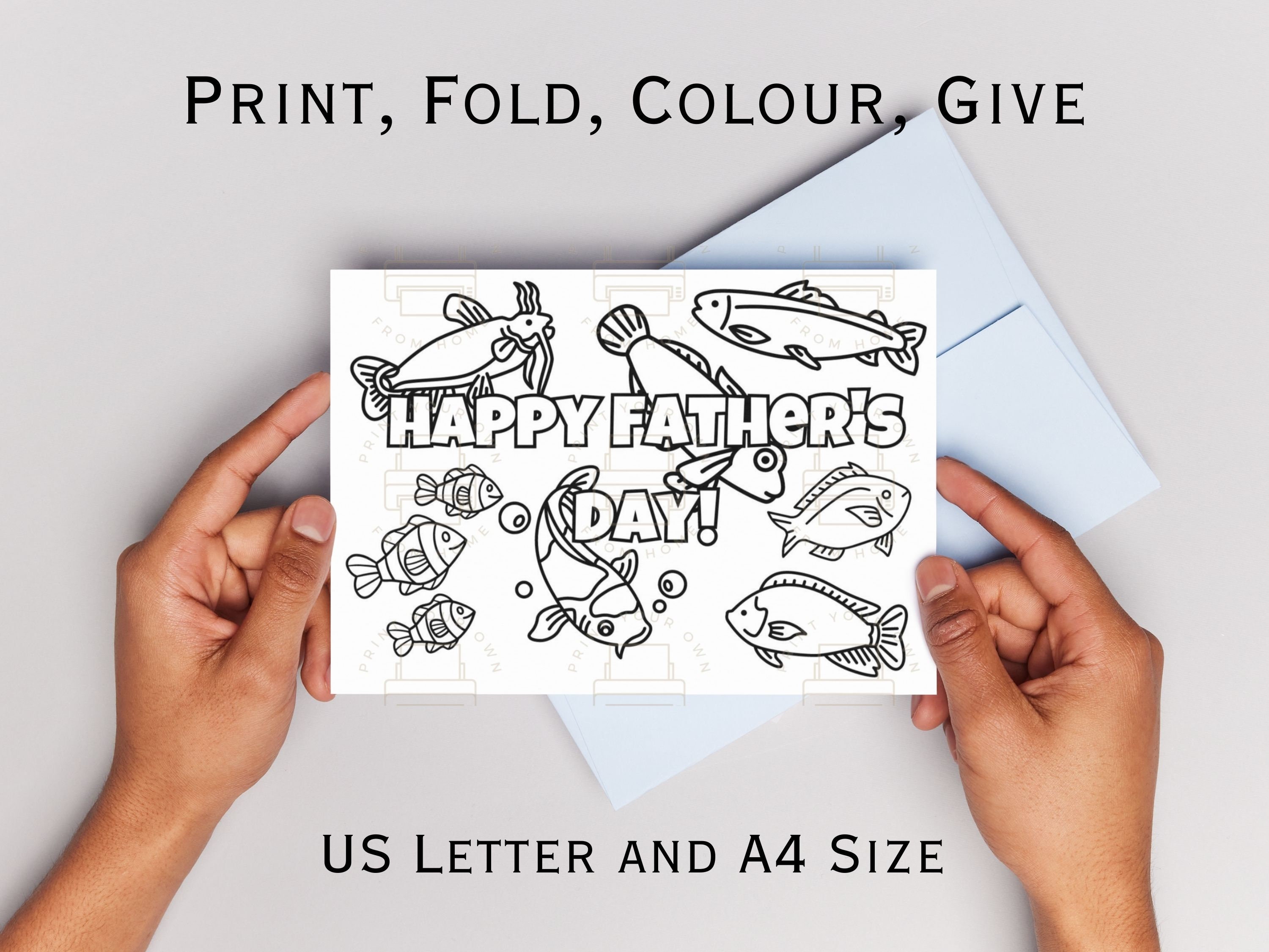 Printable Father's Day Coloring Card Bundle, Dad Gift Diy Card Fathers ...