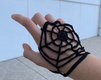 Spider Web Black Gloves | Black Gloves | Web Gloves | Y2K Black Web ...