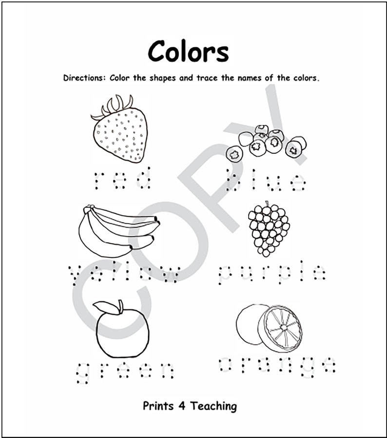 Pre-k Colors Worksheet - Etsy