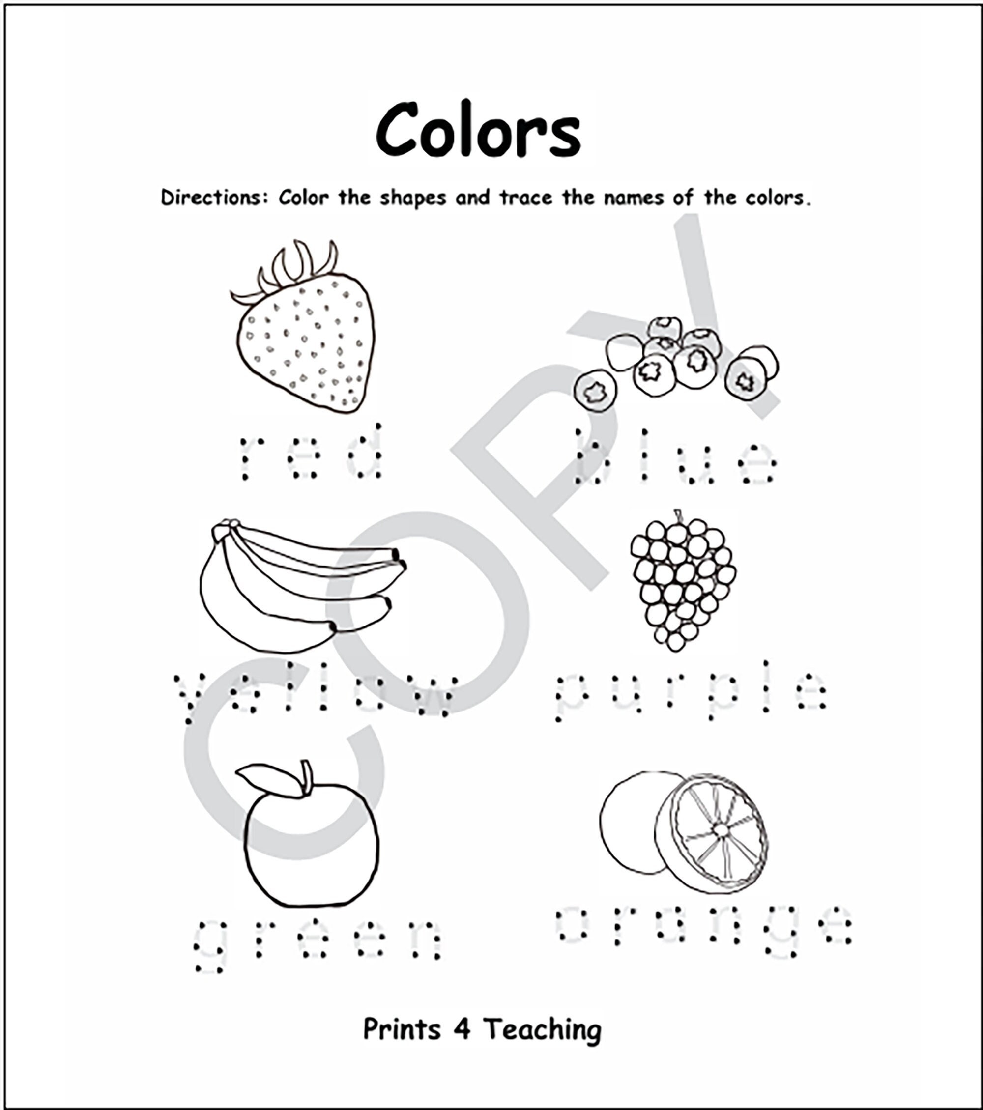 Pre-k Colors Worksheet - Etsy