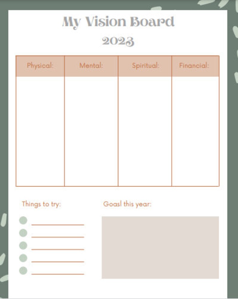 Yearly Vision Board ( Digital) - Etsy