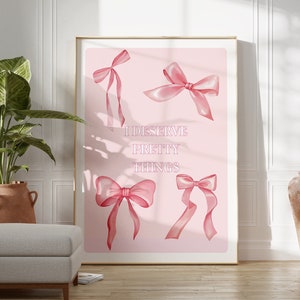 Bow Poster Pink Coquette Aesthetic Print Pink Poster Pink Bow Coquette ...