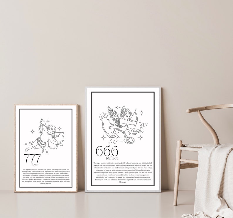 Angel Numbers Poster Minimalist Line Art Angel Wall Decor 222 - Etsy