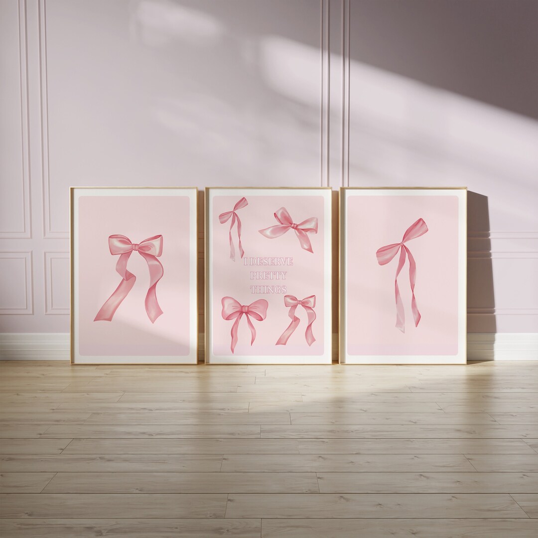 Bow Poster Pink Coquette Aesthetic Print Pink Poster Pink Bow Coquette ...