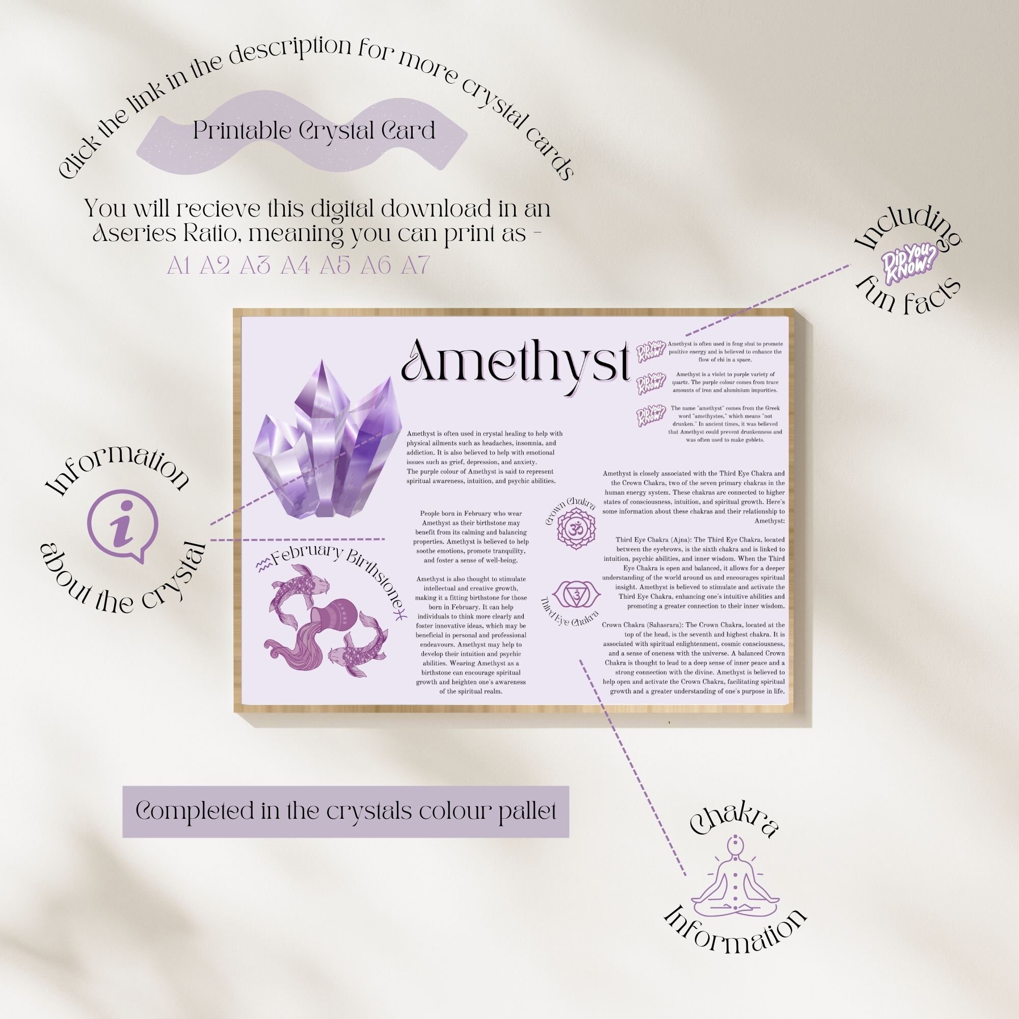 Amethyst Crystal Card Meaning Crystal Description Cards Amethyst Print ...