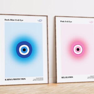 Pink Evil Eye Poster Aura Gradient Evil Eye Print Happiness Gift New ...