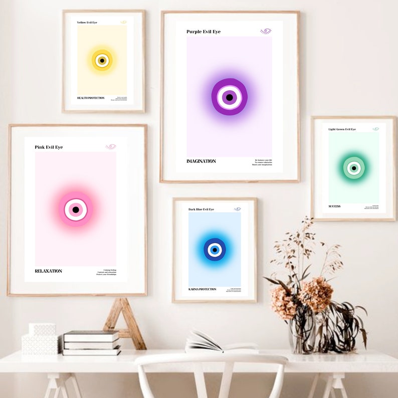 Evil Eye Poster Aura Gradient Evil Eye Print Protection Karma - Etsy