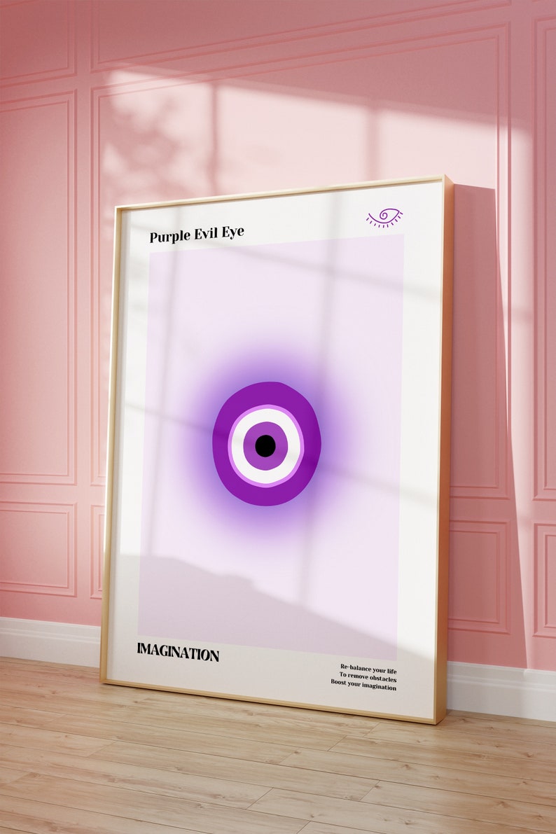 Evil Eye Poster Aura Greek Pink Evil Eye Print Protection - Etsy