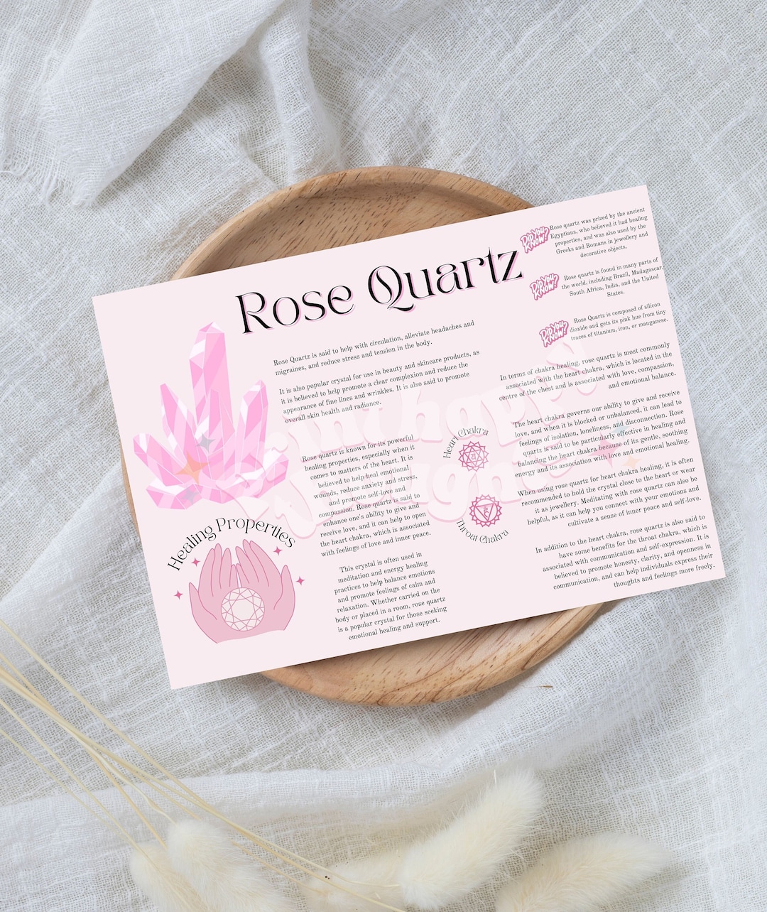 Rose Quartz Crystal Card Meaning Crystal Description Cards Printable ...