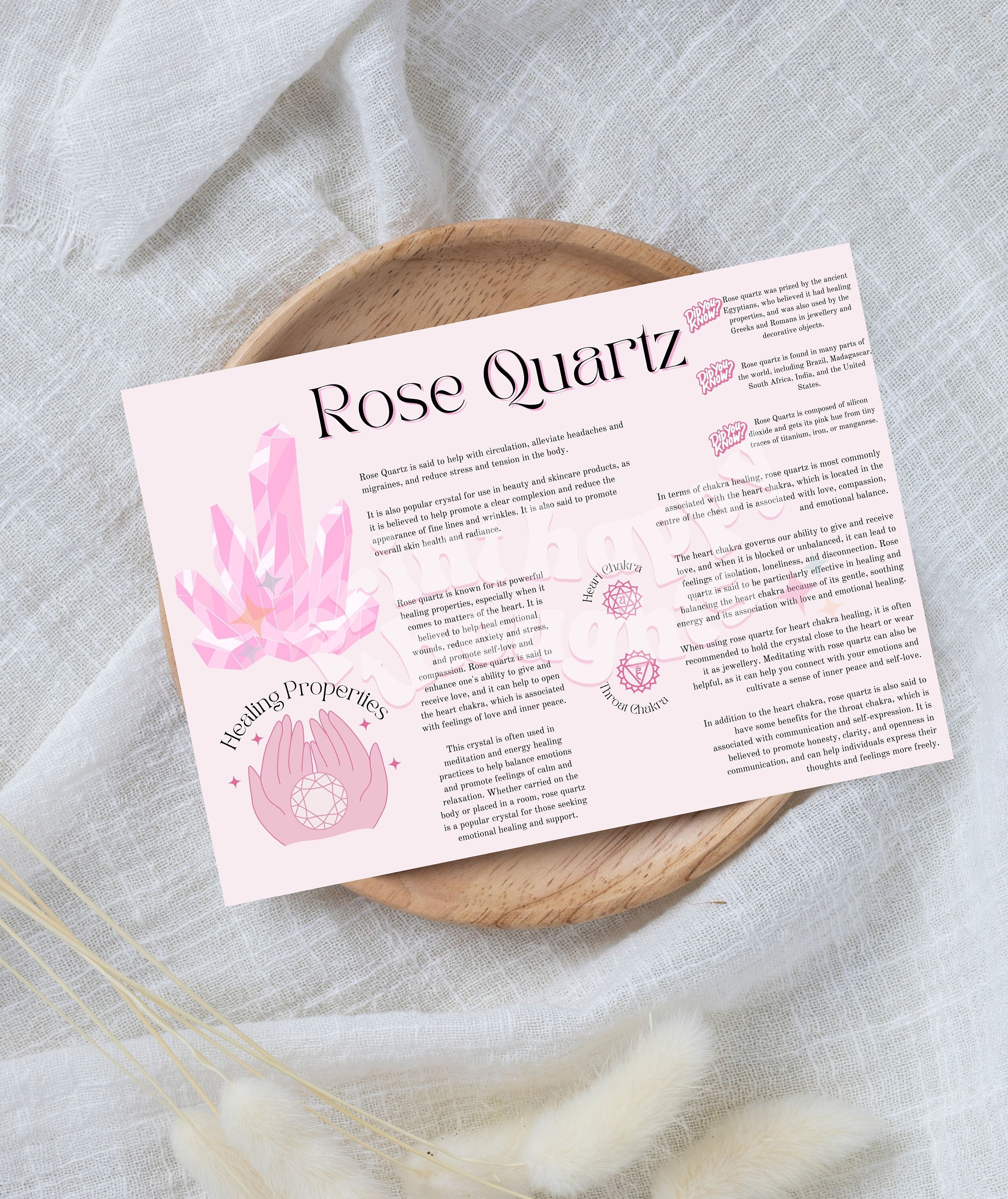 Rose Quartz Crystal Card Meaning Crystal Description Cards Printable ...