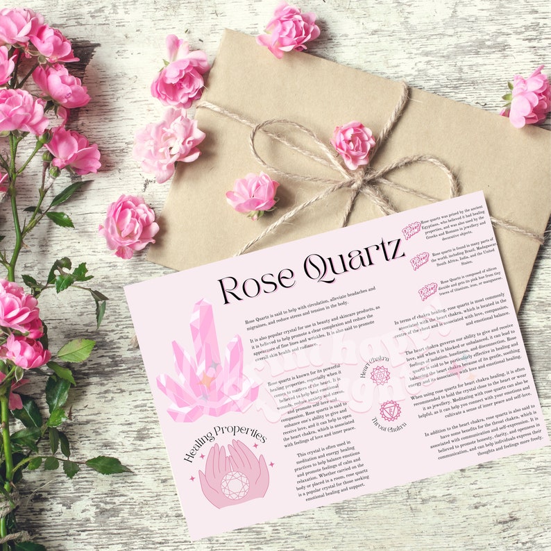 Rose Quartz Crystal Card Meaning Crystal Description Cards Printable ...
