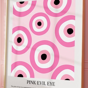 Pink Evil Eye Print Evil Eye Poster Pink Wall Art Greek Nazar Decor ...