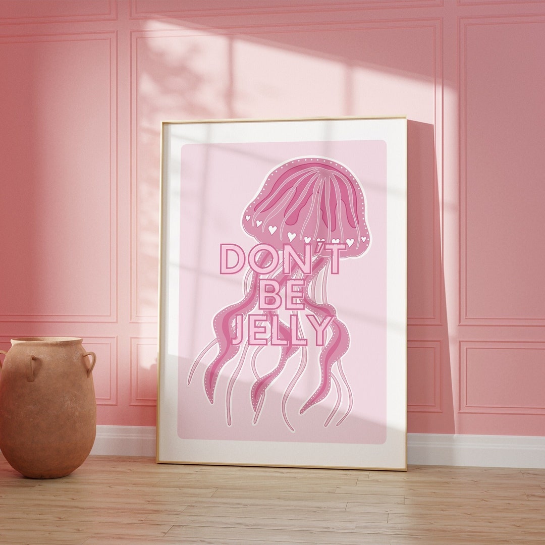 Jellyfish Poster for Kitchen Decor Pink Retro Print Kitsch Kitchen Pink ...