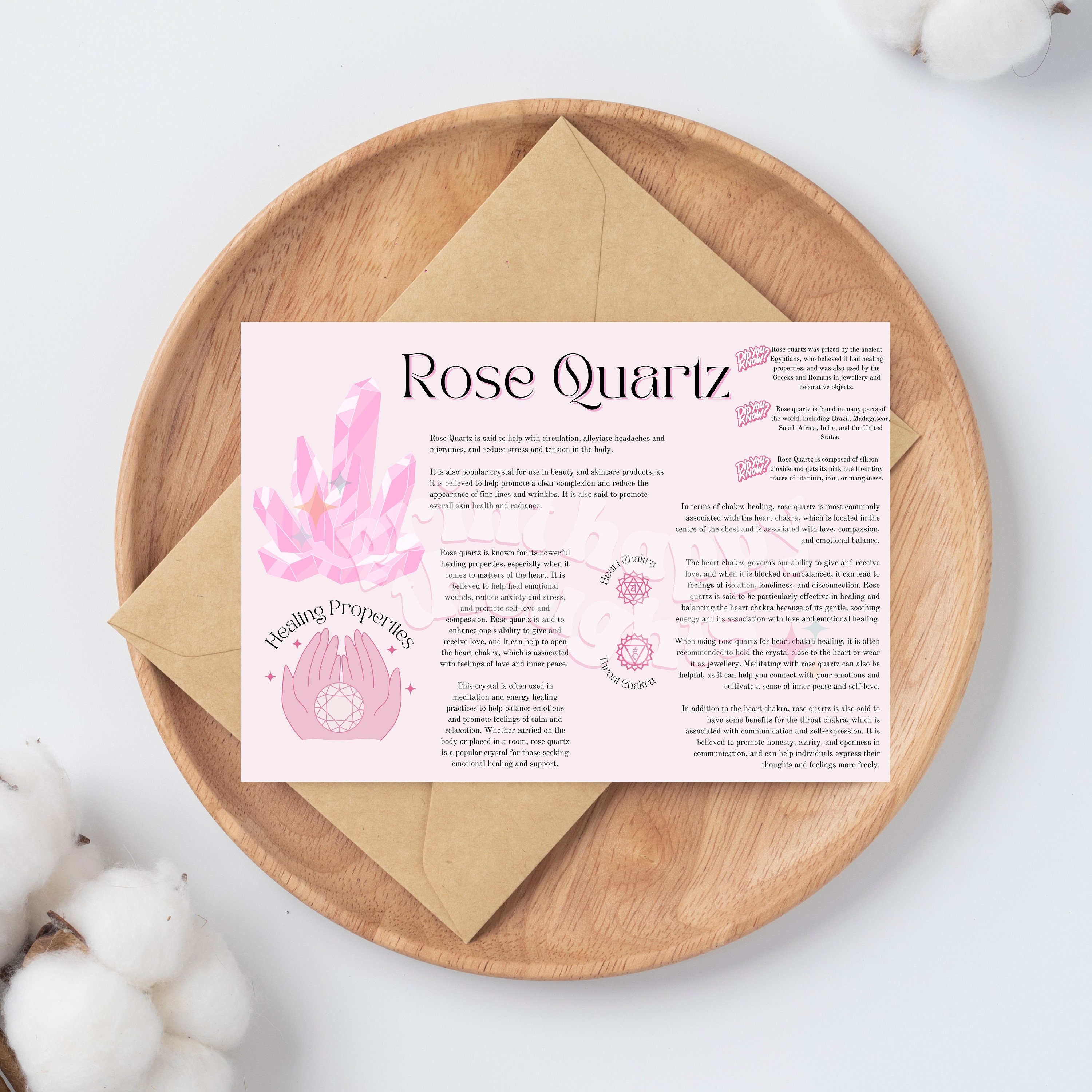 Rose Quartz Crystal Card Meaning Crystal Description Cards Printable ...