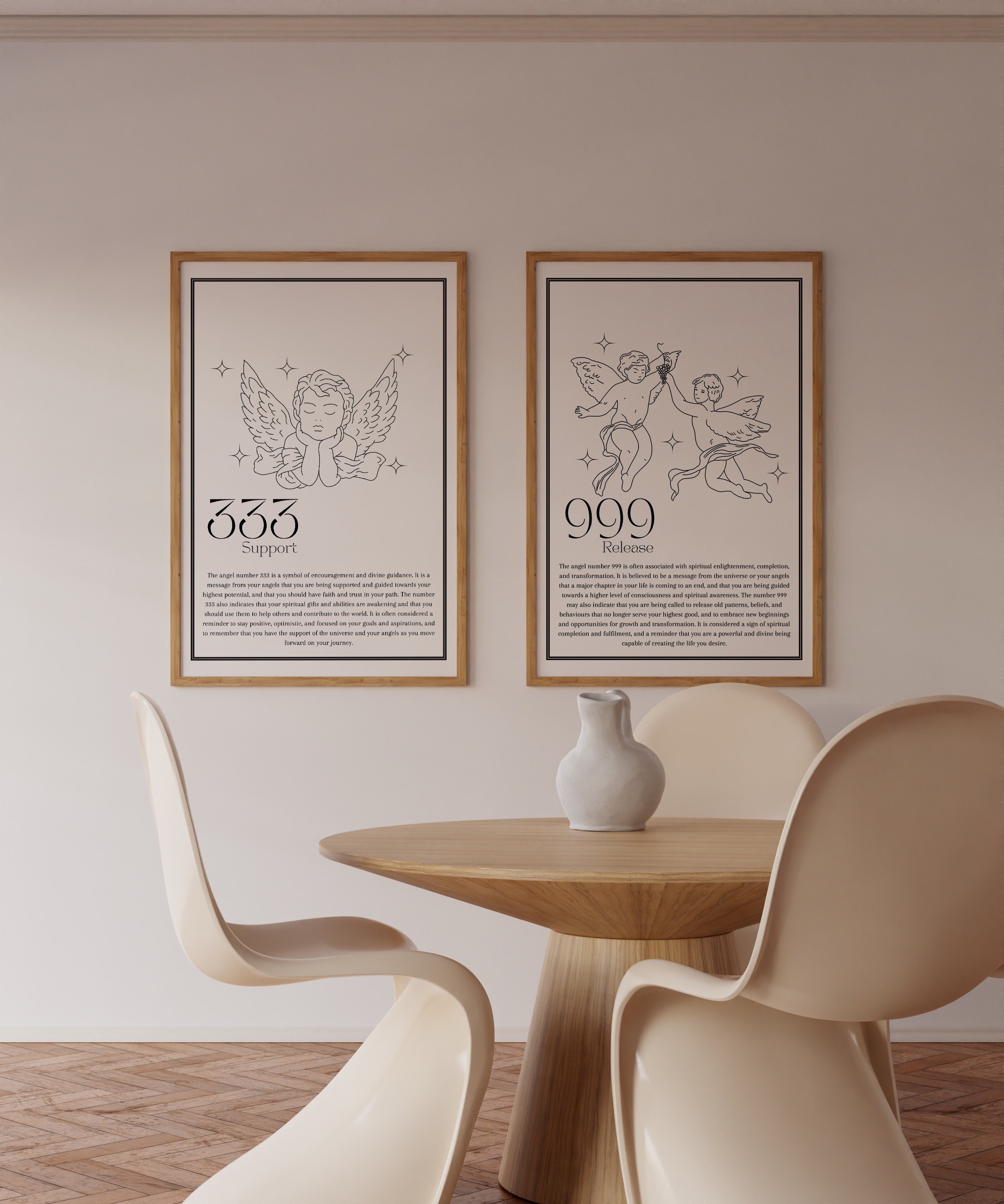 Angel Numbers Poster Minimalist Line Art Angel Wall Decor 222 Wall Art ...