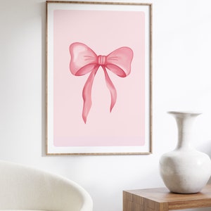 Pink Bow Posters Trendy Bow Print Pink Coquette Prints College Dorm ...