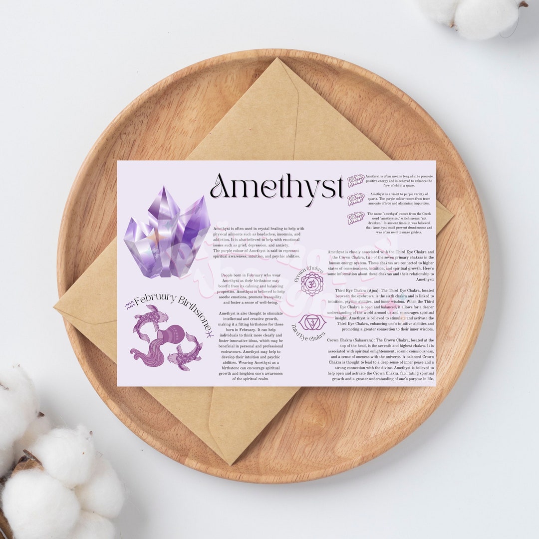 Amethyst Crystal Card Meaning Crystal Description Cards Amethyst Print ...