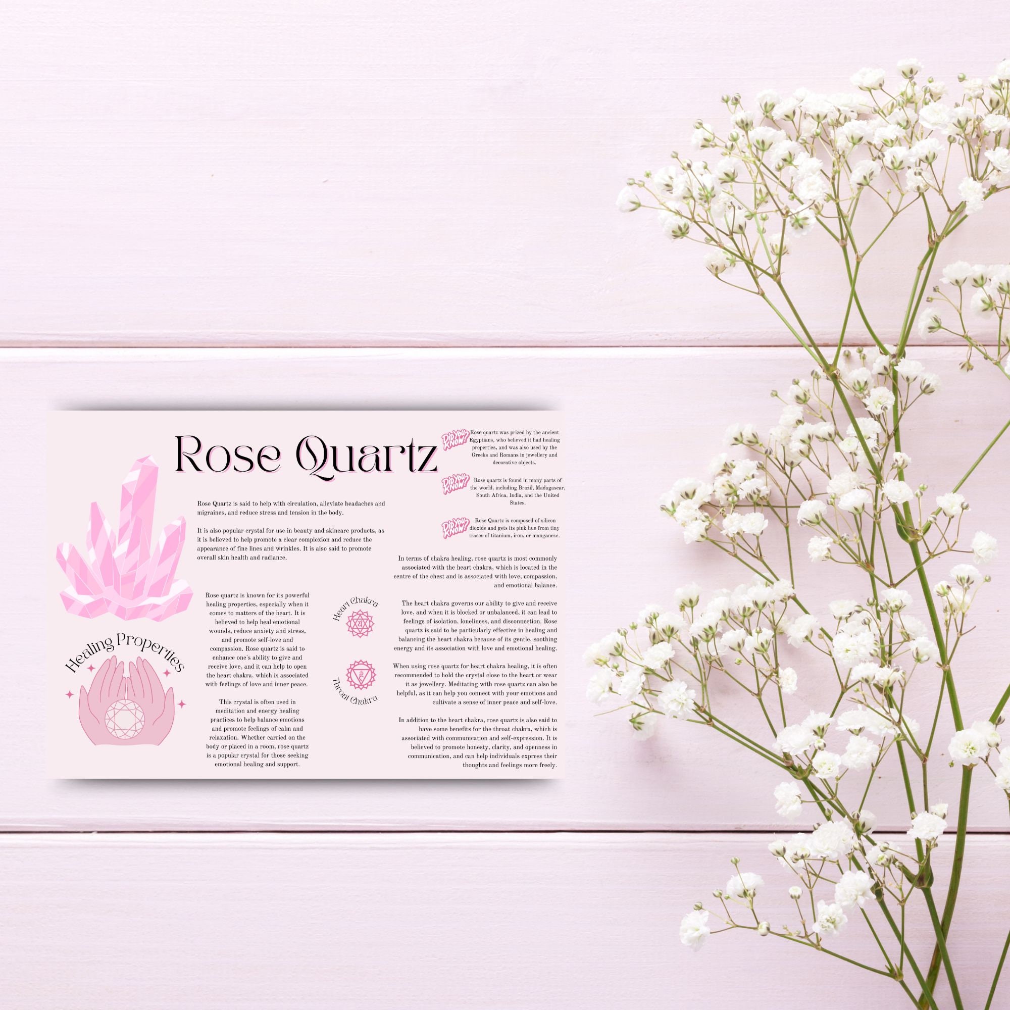 Rose Quartz Crystal Card Meaning Crystal Description Cards Printable ...