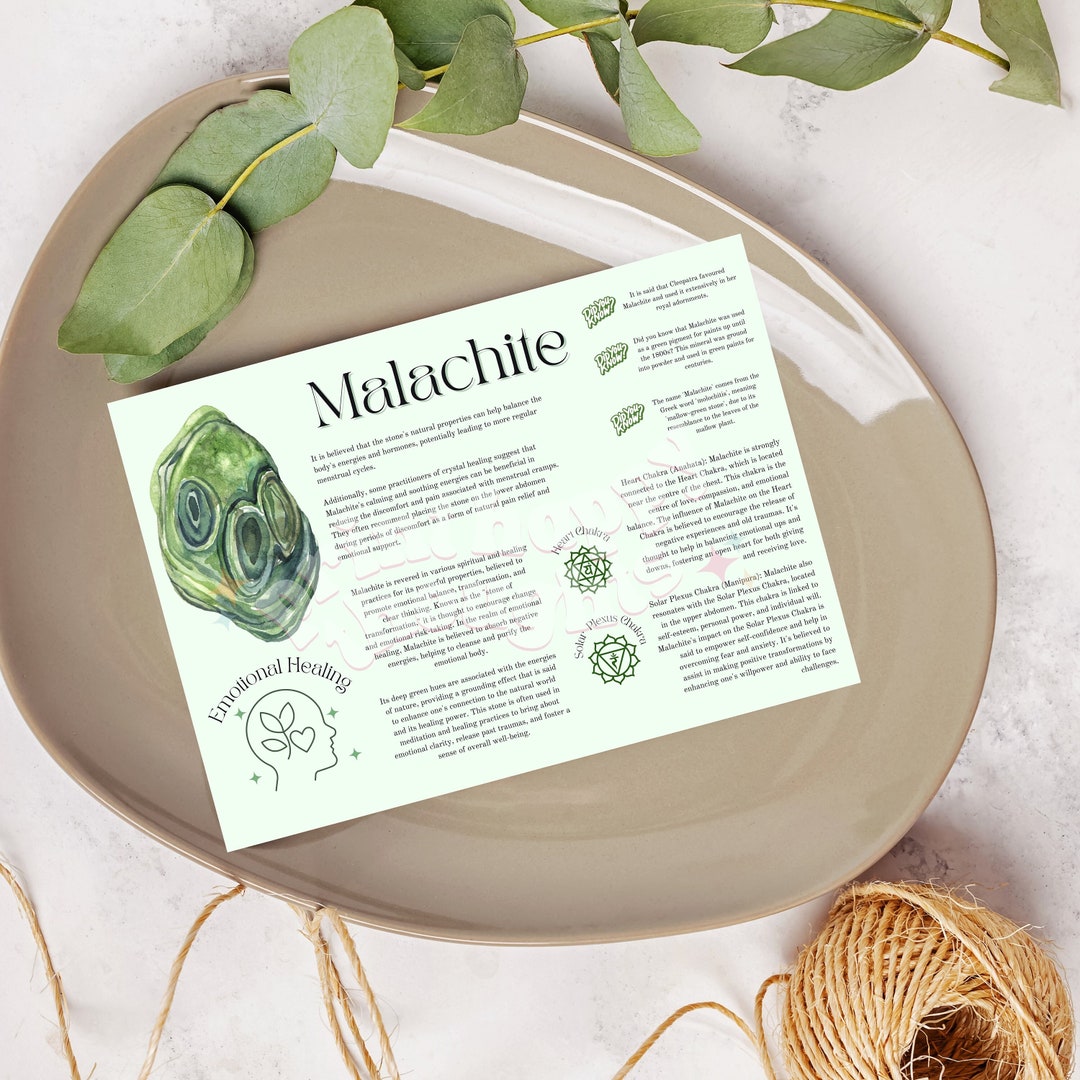 Malachite Crystal Card Meaning Crystal Description Cards Printable ...