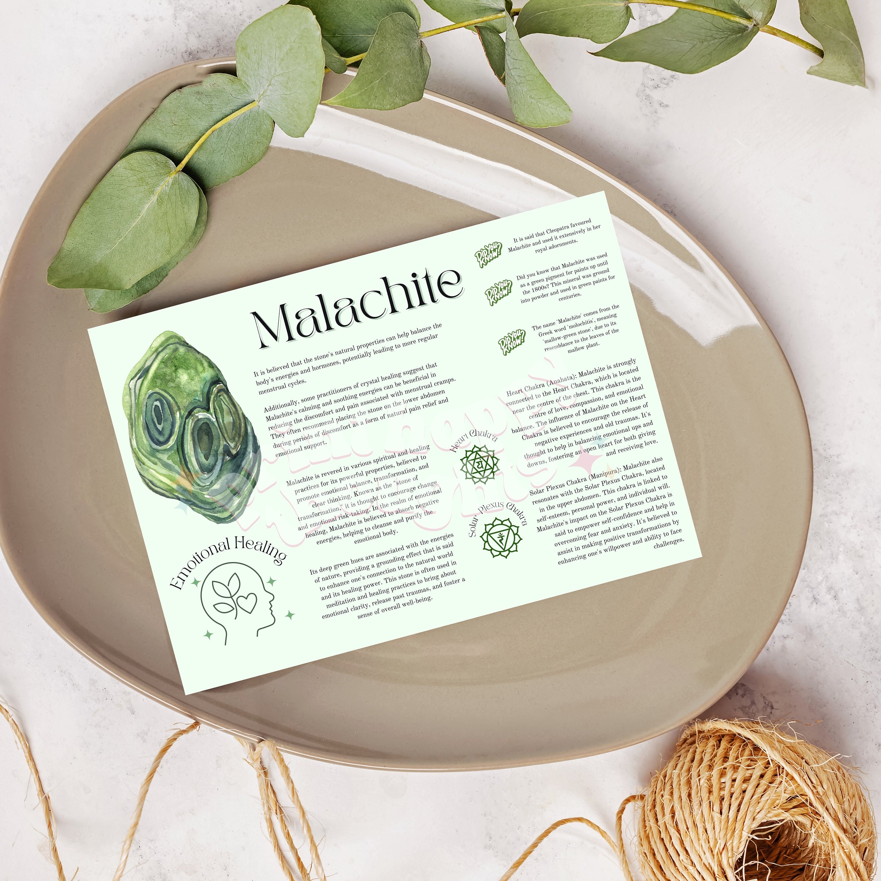 Malachite Crystal Card Meaning Crystal Description Cards Printable ...