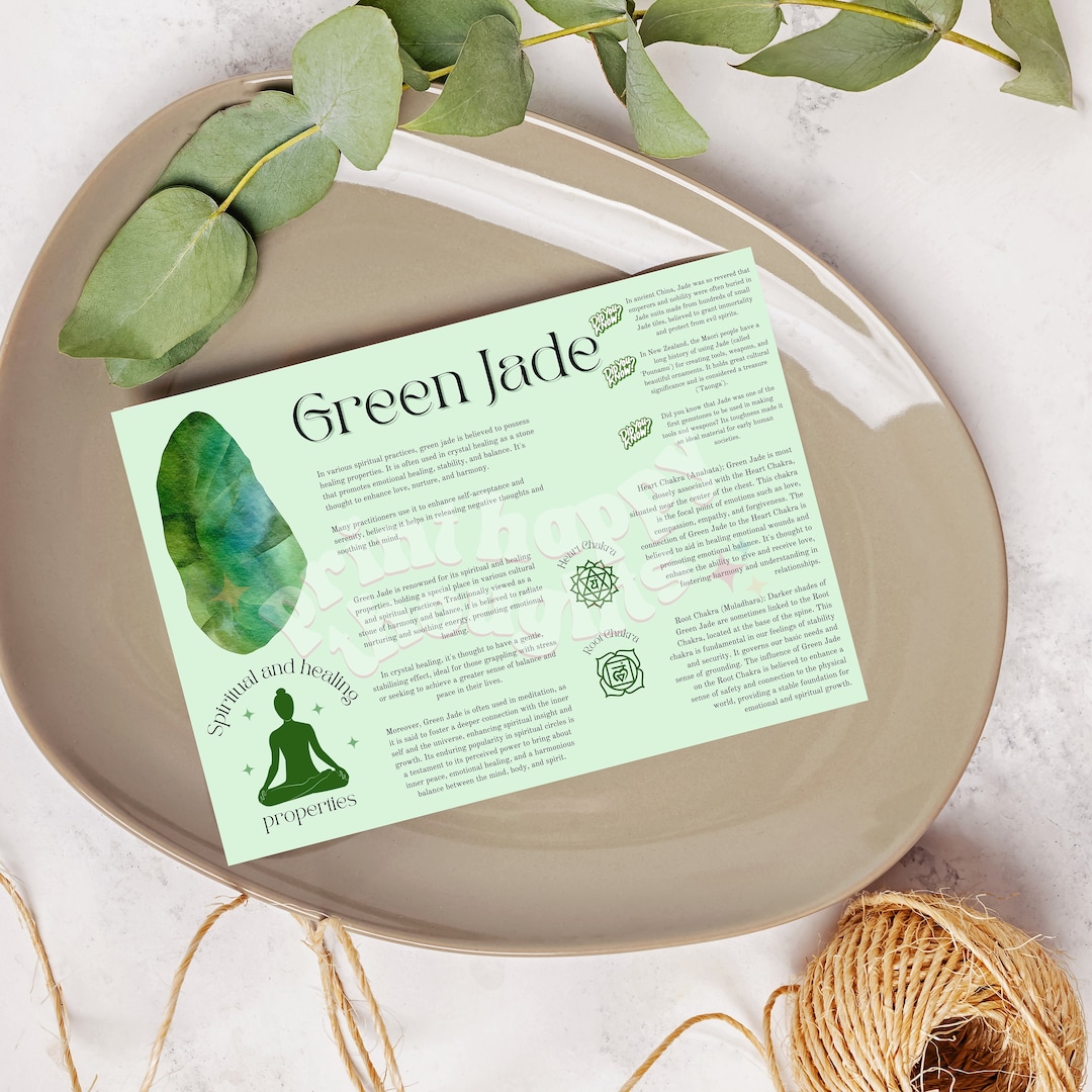 Green Jade Crystal Card Meaning Jade Card Jade Crystal Gift Printable ...